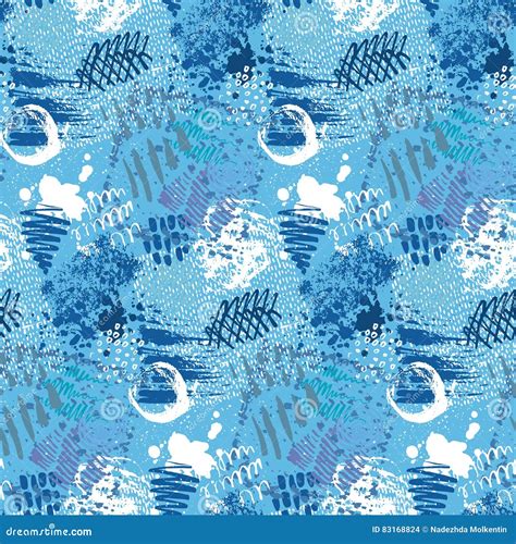 Seamless Pattern With Hand Drawn Abstract Ink Texture Stock Vector