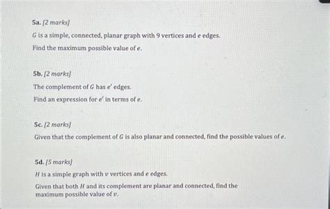 Solved 5a 2 Marks G Is A Simple Connected Planar Graph