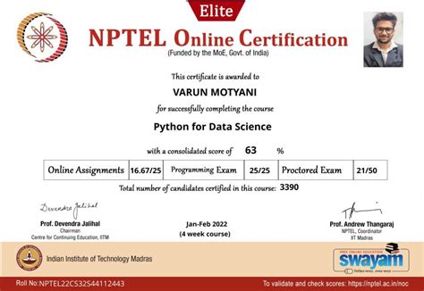 Varun M On Linkedin Completed Nptel Online Course With Elite Remark