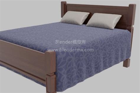 Blender 简单双人床铺3d模型素材资源下载 Blender模型库