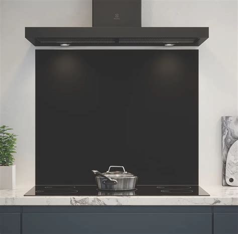 Splashback Black Self Adhesive Glass Kitchen Splashback 900mm X 750mm X