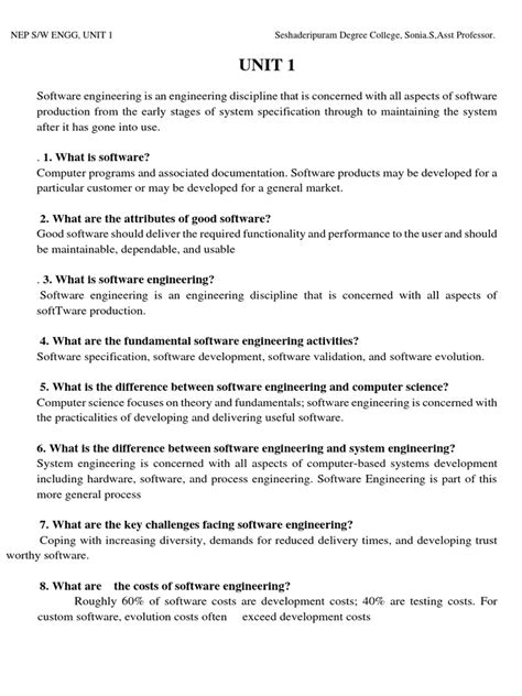 Nep Se Unit1 Pdf Pdf Agile Software Development Software