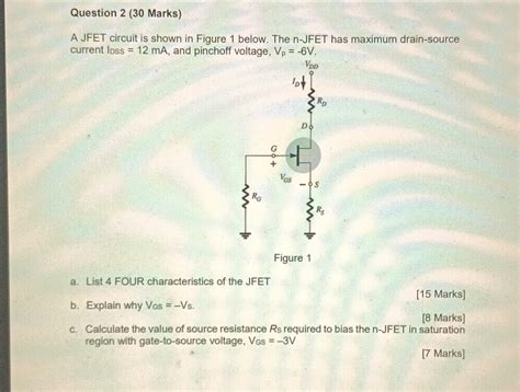 Solved A Jfet Circuit Is Shown In Figure 1 Below The N Jfet
