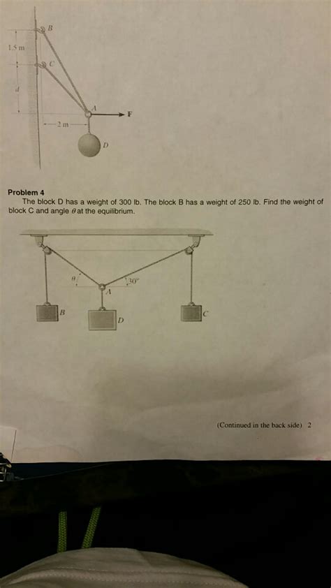 Solved 15 M 1 Problem4 The Block D Has A Weight Of 300 Lb Chegg