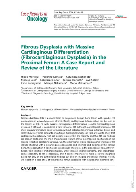 Pdf Fibrous Dysplasia With Massive Cartilaginous Differentiation
