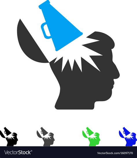 Open Brain Megaphone Flat Icon Royalty Free Vector Image