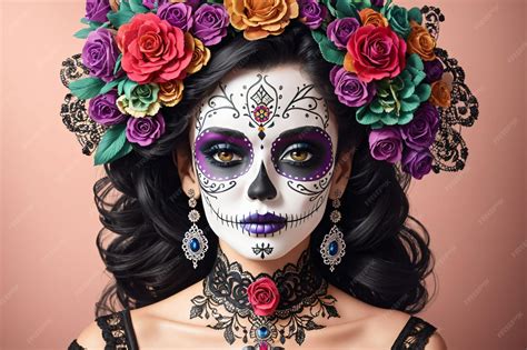 Premium Ai Image Woman With Catrina Makeup For Dia De Los Muertos
