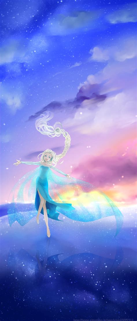 Wallpaper Cartoon Frozen Movie Fan Art Princess Elsa 1280x3000