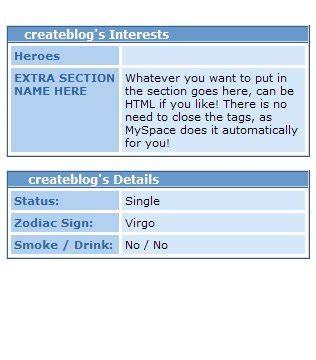 Additional Interests Section Myspace Scripts CreateBlog