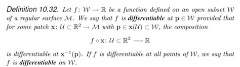 differential geometry definition of differentiability on a regular