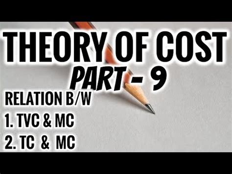 RELATIONSHIP BETWEEN TVC And MC TC And MC THEORY OF COST PART MICROECONOMICS Video