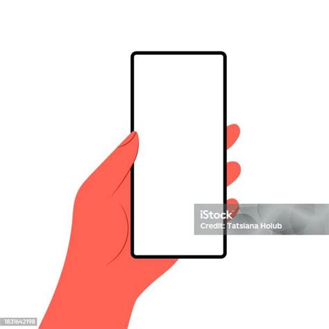 Human Hands Hold Horizontally Mobile Phone With Blank Screen Hand