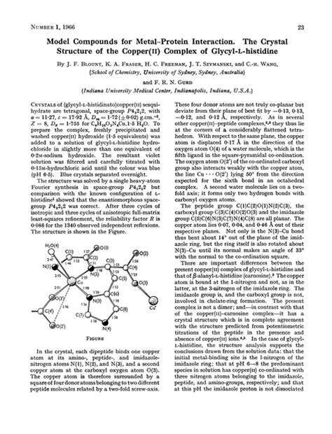 Model Compounds For Metalprotein Interaction The Crystal Structure Of