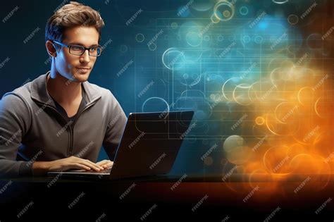 Premium Photo Portrait Of A Programmer In The Modern Computer World