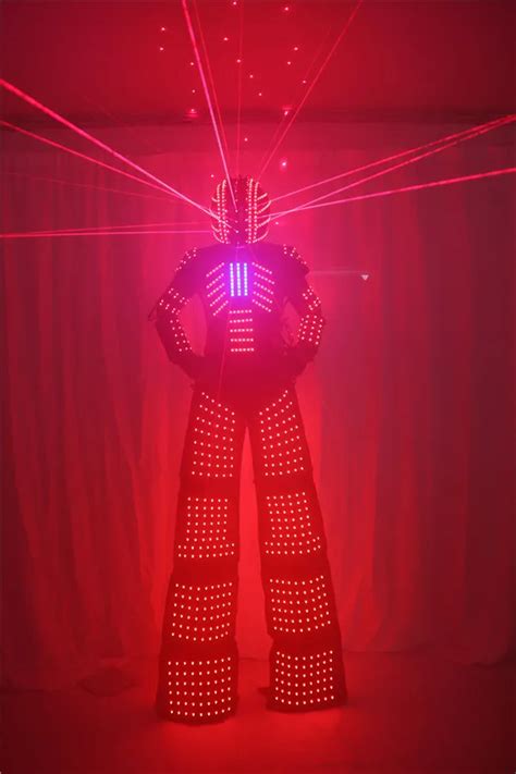 Trajes Láser Disfraz De Robot David Guetta Led Robot Traje Con Casco