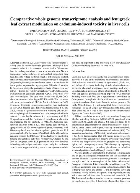 Pdf Comparative Whole Genome Transcriptome Analysis And Fenugreek