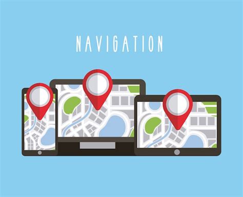 Premium Vector Digital Devices With Navigation Gps Map On Screen