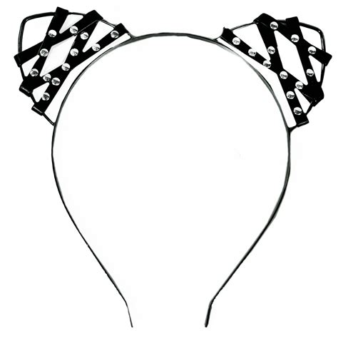 Metal Cat Ear Headband W Faux Leather Straps Abracadabranyc