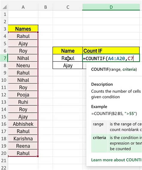Countif Function Excel Countif Formula Count If Excel Formula