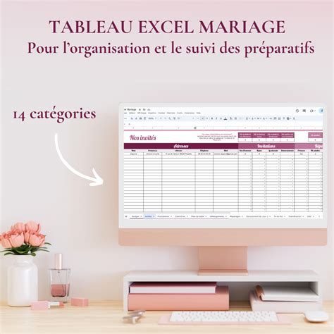 Tableau Excel Organisation Mariage Ultra Complet Avec Ses 14 Onglets Réussir Son Mariage