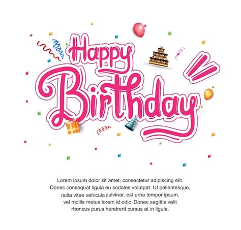 축하를 위한 타이포그래피 파티 요소가 있는 생일 벡터 디자인 프리미엄 벡터