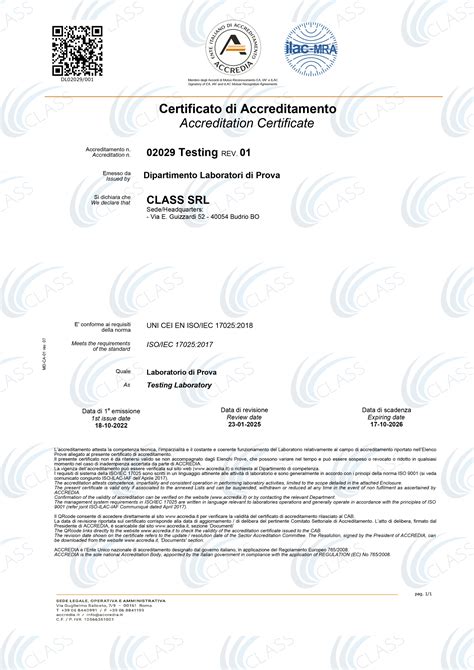 Accreditamento Del Laboratorio Di Prova 17025 Class