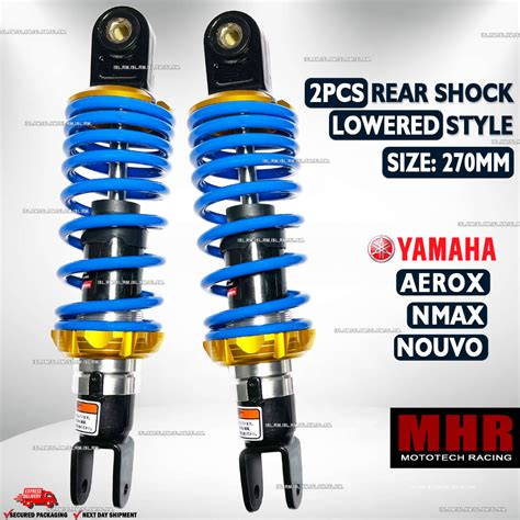 Yamaha Aerox V V Nmax V V Nouvo Mhr Blue Gold Pcs Set Rear Shock Mm Lowered Style Plug