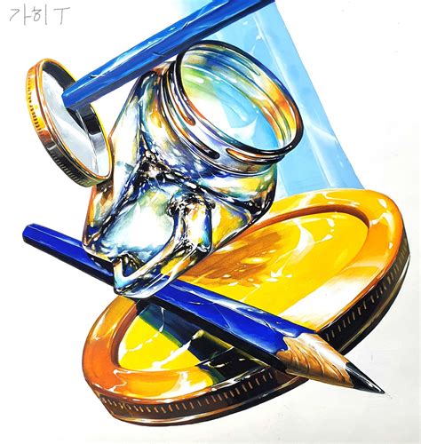 기초디자인 유리묘사 연필 유리 정밀묘사 나무 연필 그림 그림 디자인