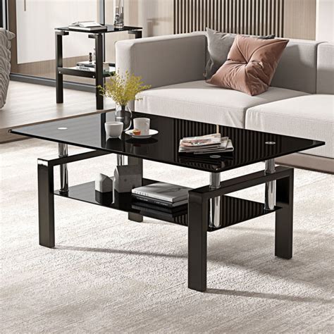 Ebern Designs Table basse à 4 pieds avec rangement Leronda Wayfair Canada