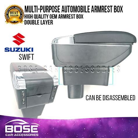 Suzuki Swift 2017 Onwards Car Oem Armrest Console Box Arm Rest Standard Ergonomic W Usb