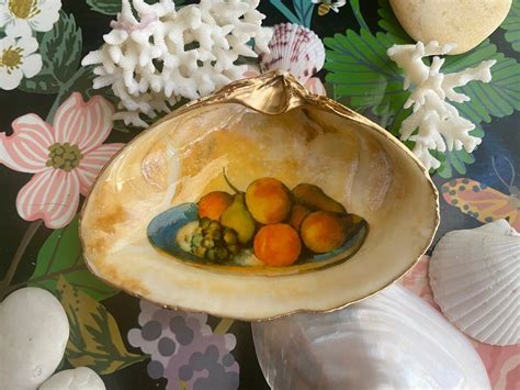 Decoupage Shell Art Painted Shell Shell Ring Dish Table Top Decor