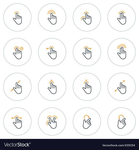 Set Of Thin Line Touch Gestures Icons Royalty Free Vector
