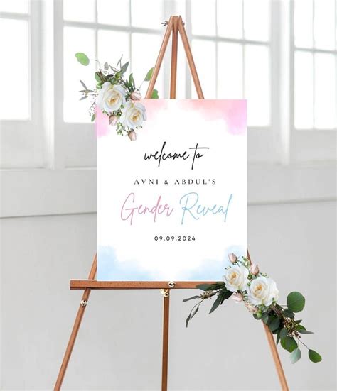 Gender Reveal Board Gender Reveal Party Welcome Sign Pink And Blue