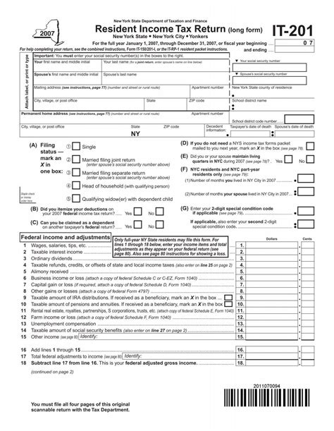 It 201 New York State Department Of Taxation And Finance