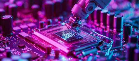 AI Generated Production Microchip Semiconductor Manufacturing Concept Background Stock