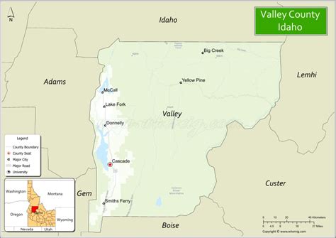 Map Of Valley County Idaho Showing Cities Highways And Important Places