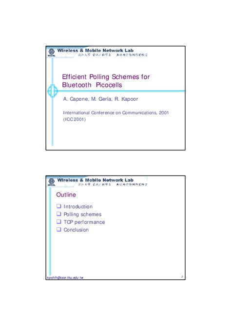 Pdf Ef Cient Polling Schemes For Bluetooth Picocells Revisited