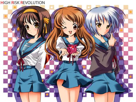 Safebooru Aizawa Hiroshi Asahina Mikuru Brown Hair Nagato Yuki School