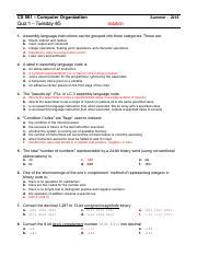 Quiz1 Sol CS 061 Computer Organization Quiz 1 Tuesday 4 5 Summer 2016 Solution 1 Assembly