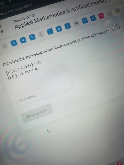 Calculate The Eigenvalue Of The Sturm Liouville Problem Belonging To Cases Yx Yx 0 Y0