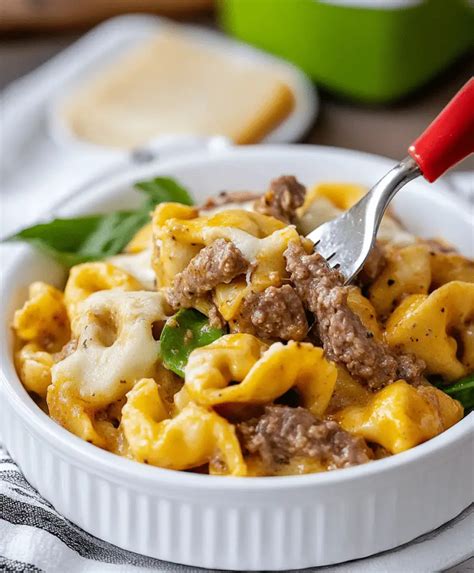 Cheesesteak Tortellini In Rich Provolone Sauce Recipe Savory Recipe