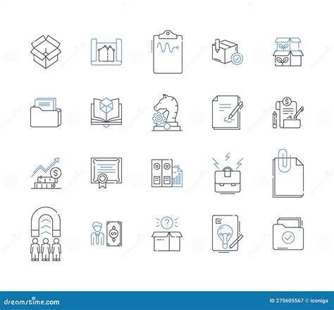 Form Filling Line Icons Collection Input Data Fields Information