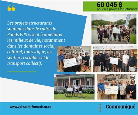 60 045 Pour Les Projets Structurants Dans Le Val Saint François La