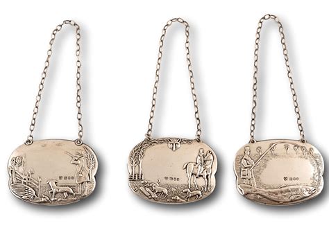 Sterling Silver Decanter Labels Hunting Scenes 501227 1