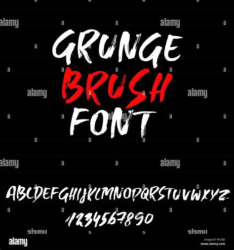 Hand Drawn Dry Brush Lettering Grunge Style Alphabet Handwritten Font