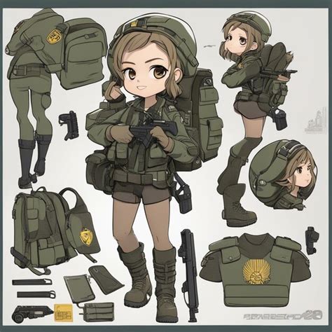 Premium Ai Image A Chibi Cartoon Tyle3dbrazilian Army Character Girl
