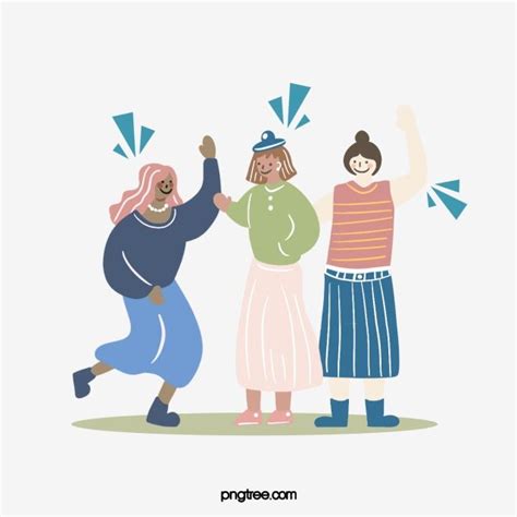 손으로 그린 여성의 날 흔들며 그림 일러스트 춤을 추다 손을 흔들다 부녀절 Png 일러스트 및 Psd 이미지 무료 다운로드