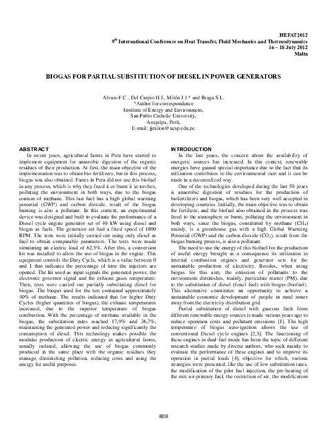 Biogas For Partial Substitution Of Diesel In Power Generators