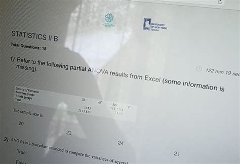 Otwork Statistics Iib Total Questions 18 1 Refer To