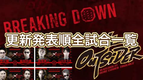 Breakingdown6全試合対戦カード早見表 忙しい人向け Breakingdown Youtube